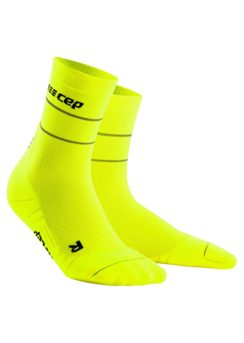 Reflective Mid Cut Socks Men Neon Yellow